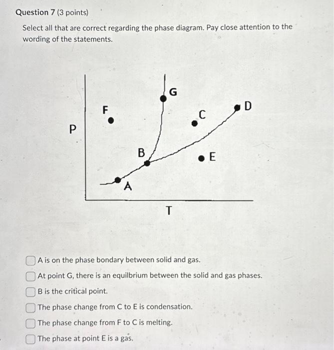 Solved Question 7 (3 points) Select all that are correct | Chegg.com