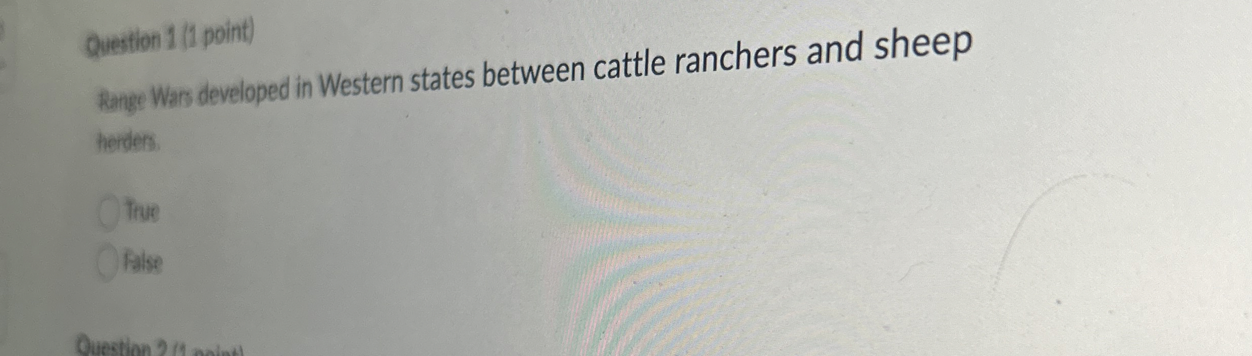 Solved Question 1 (1 ﻿point)Range Wars developed in Western | Chegg.com