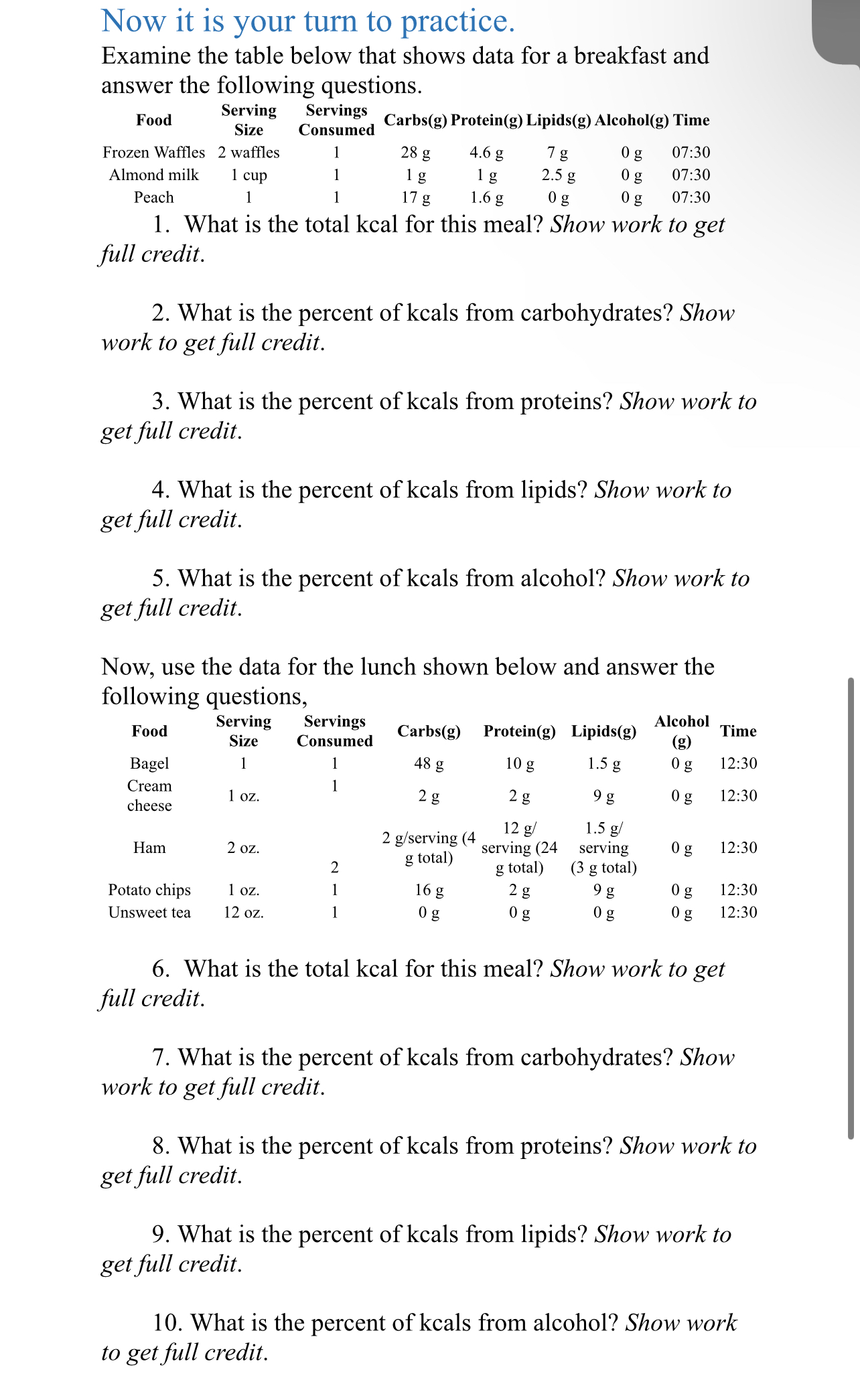 Solved Now it is your turn to practice.Examine the table | Chegg.com