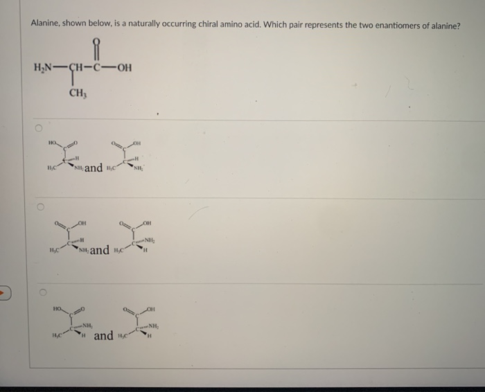 Solved Alanine, shown below, is a naturally occurring chiral | Chegg.com