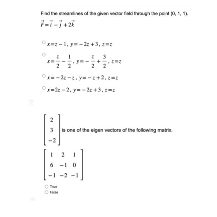 Solved Find the streamlines of the given vector field | Chegg.com