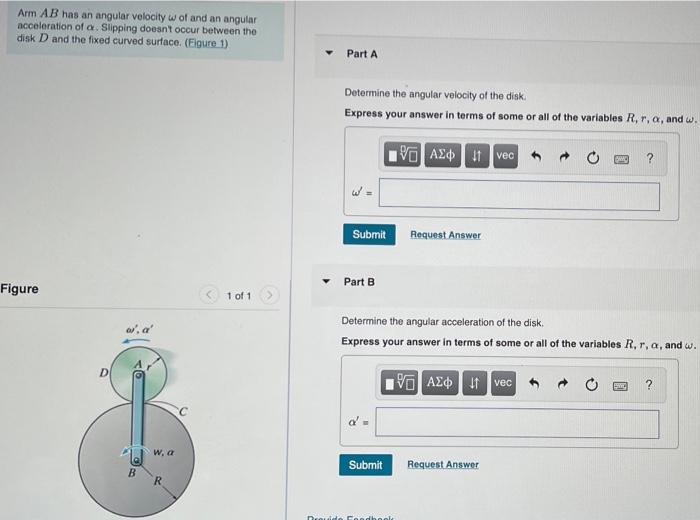 Solved Arm AB has an angular velocity w of and an angular | Chegg.com