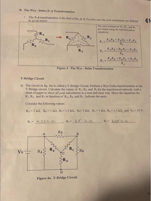 Solved B- The Wye - Delta ( Y - 4) Transformation - The Y-A | Chegg.com