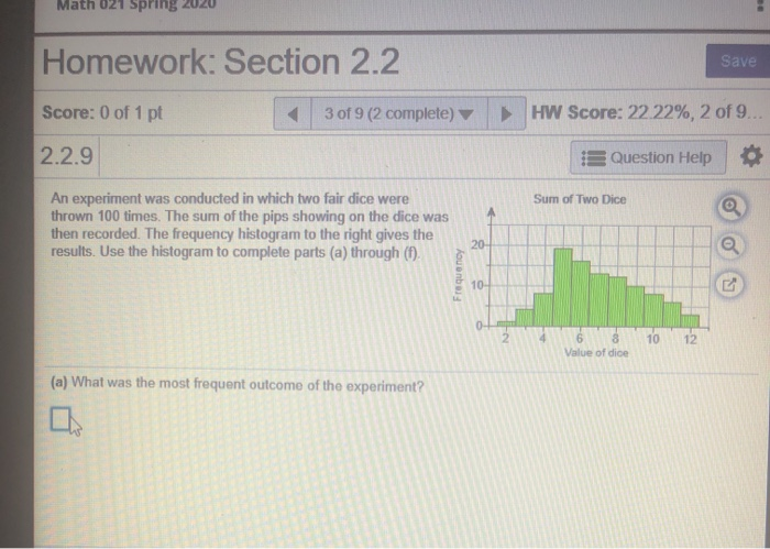 Solved Math 021 Spring 2020 Homework: Section 2.2 Save | Chegg.com