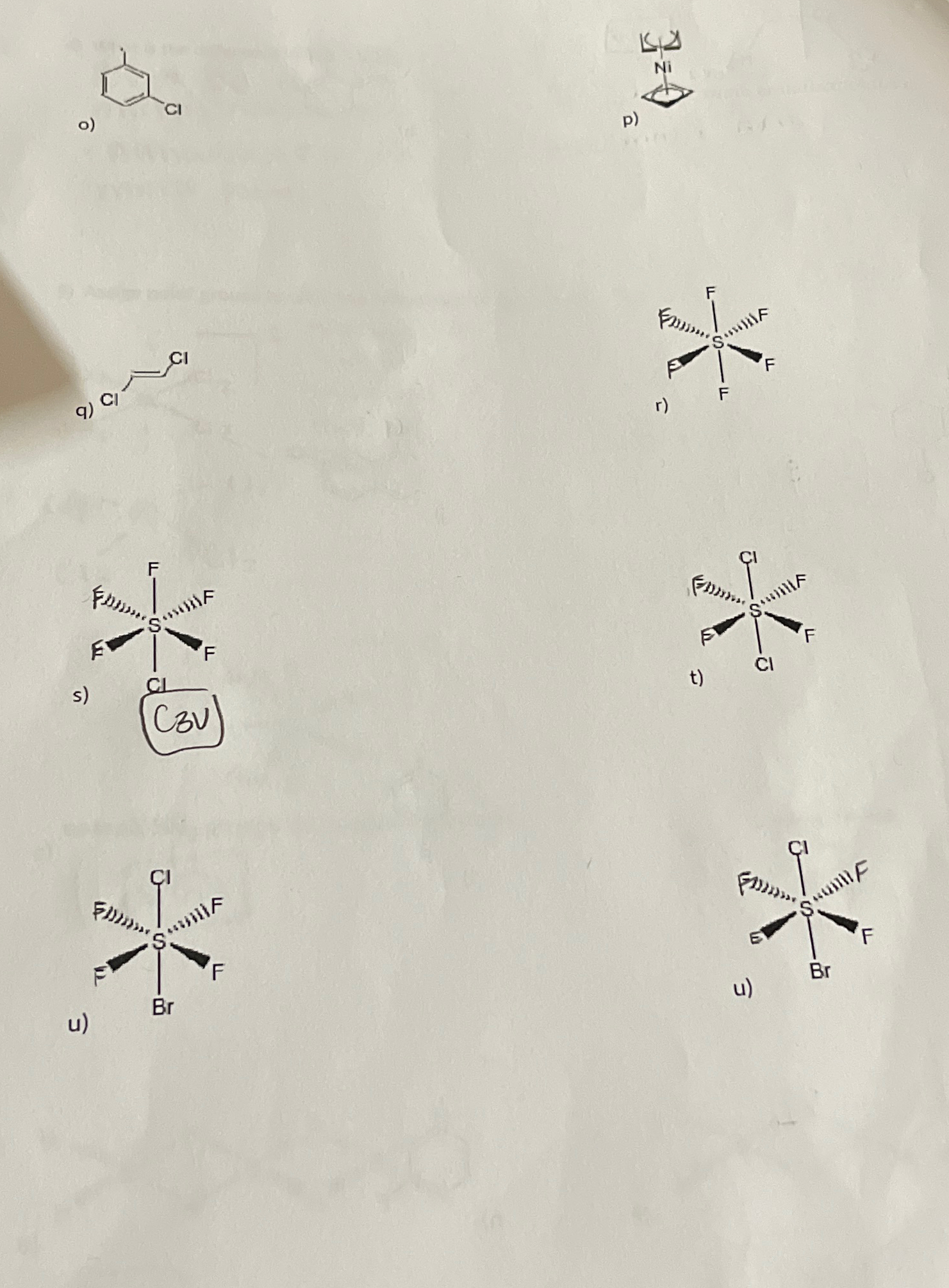 Solved assigning point groups to the following.please help!! | Chegg.com