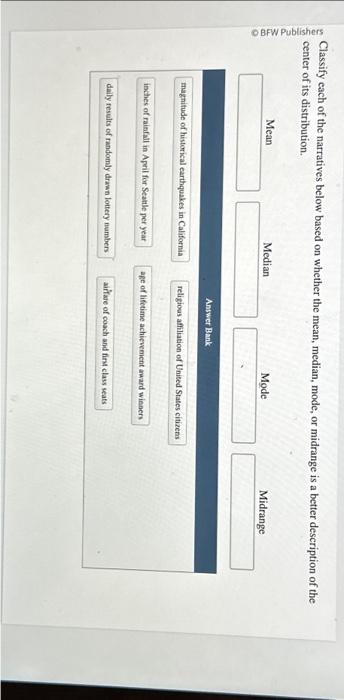 Solved OBFW Publishers Classify each of the narratives below | Chegg.com