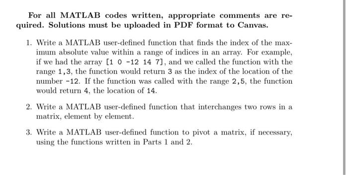 Solved For all MATLAB codes written, appropriate comments | Chegg.com