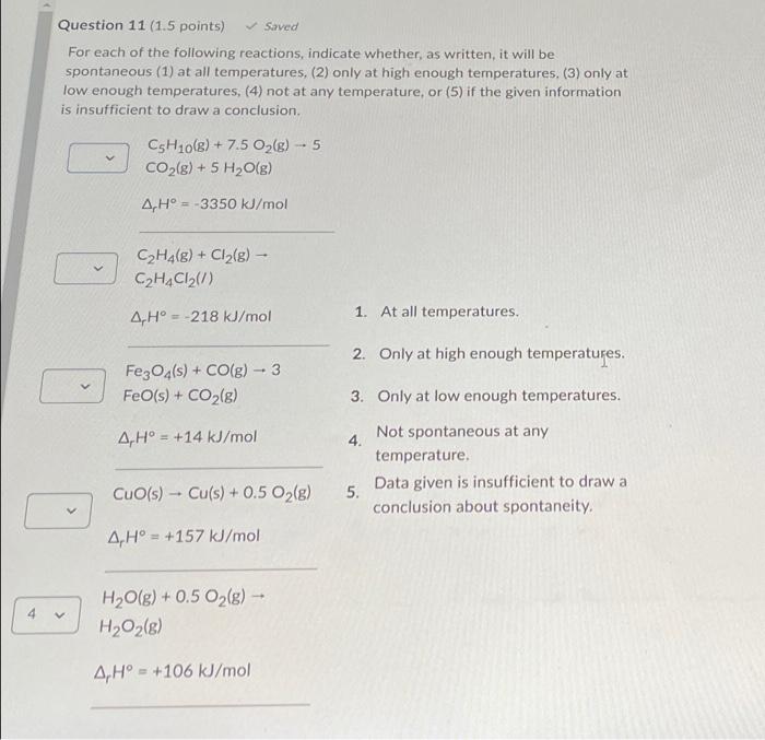 Solved For each of the following reactions, indicate | Chegg.com