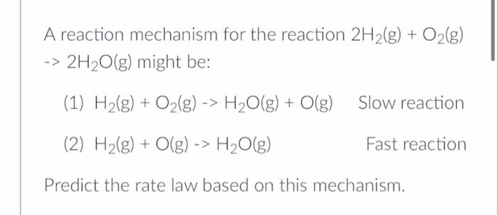Solved A reaction mechanism for the reaction 2H2( g)+O2( g) | Chegg.com
