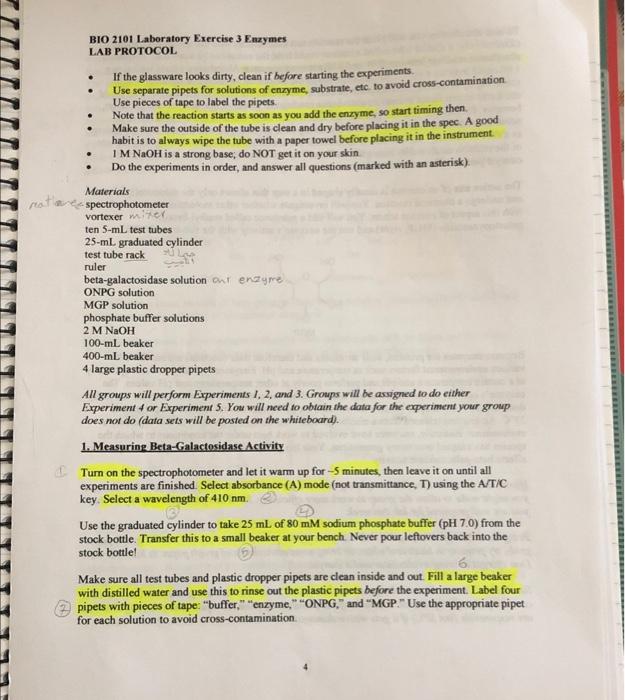 Solved Fall 2022 BIO 2101 Laboratory Exercise 3 Enxymes | Chegg.com