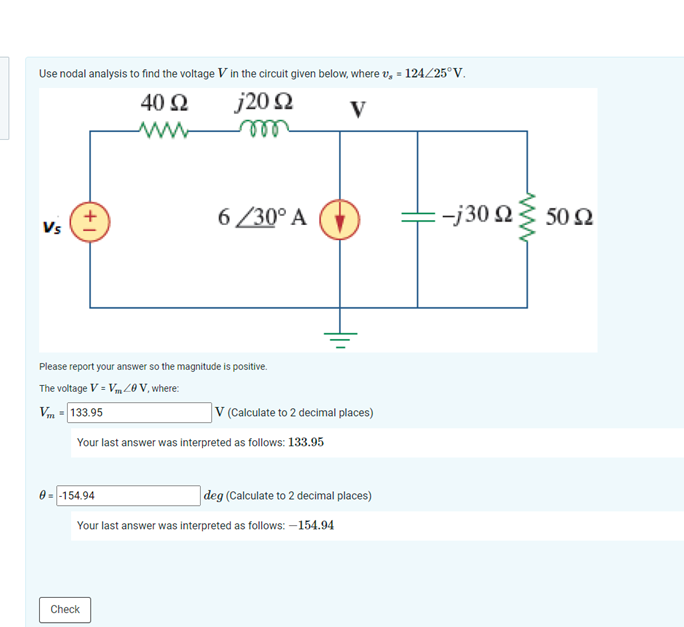Solved Use nodal analysis to find the voltage V ﻿in the | Chegg.com