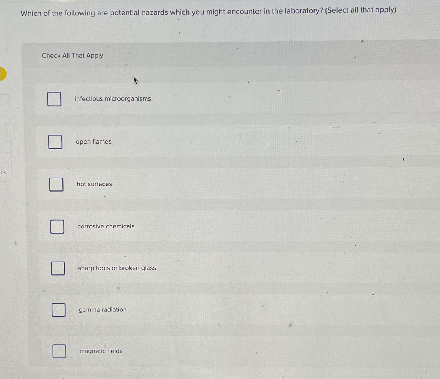 Solved Which of the following are potential hazards which | Chegg.com