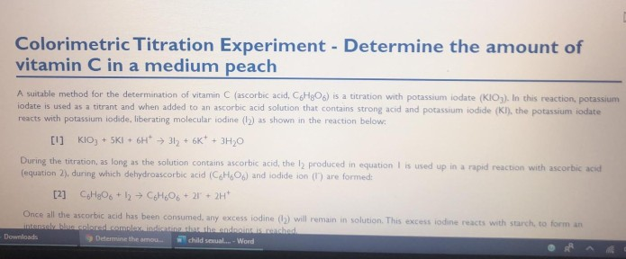Colorimetric Titration Experiment - Determine the | Chegg.com