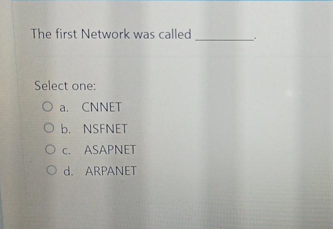 Solved The first Network was calledSelect one:a. ﻿CNNETb. | Chegg.com