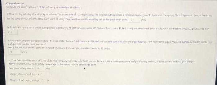 Solved Comprehensive compute the anitwers to each of the | Chegg.com