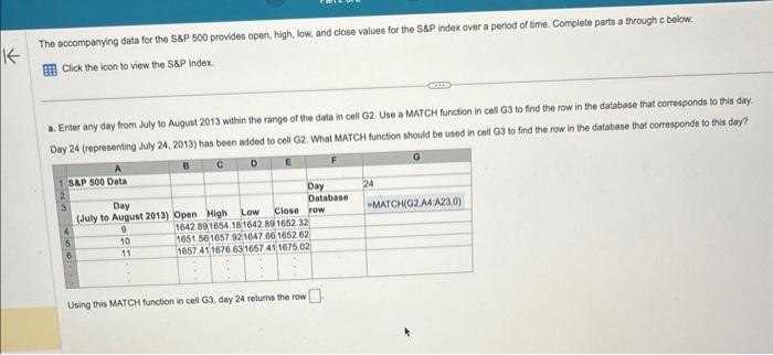 Solved The accompanying data for the SaP 500 provides open, | Chegg.com