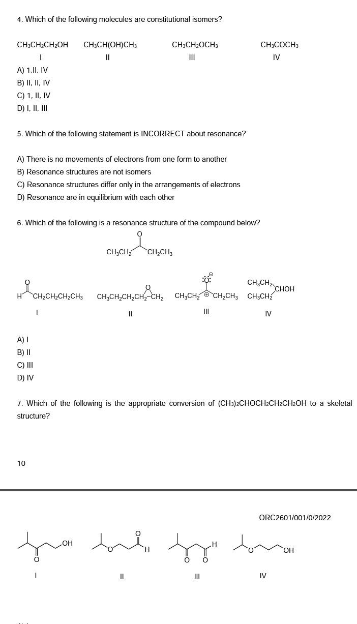 Solved 4. Which of the following molecules are | Chegg.com
