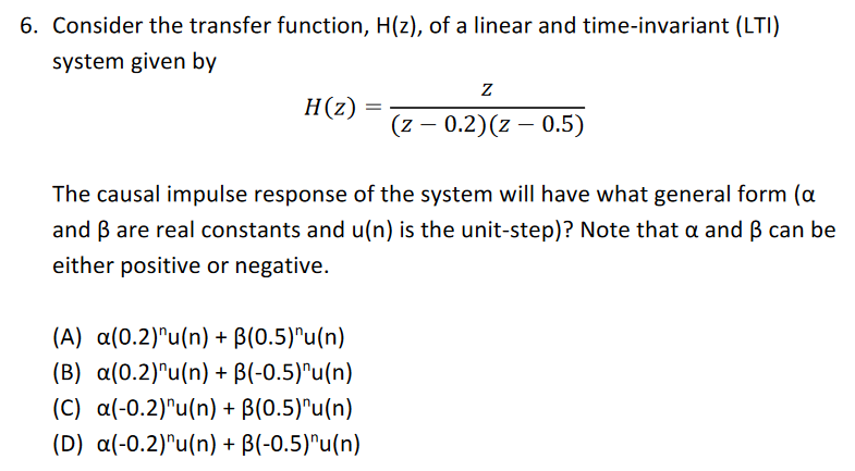 Solved Consider the transfer function, H(z), ﻿of a linear | Chegg.com