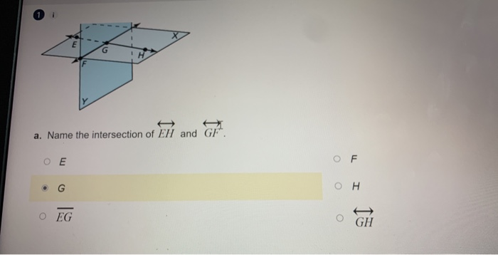 Solved a a. Name the intersection of EH and GF Ο Ε OF Ο Η | Chegg.com