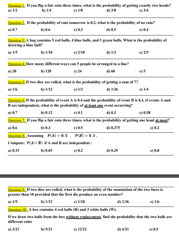 Solved Question 1: If you flip a fair coin three times, what | Chegg.com