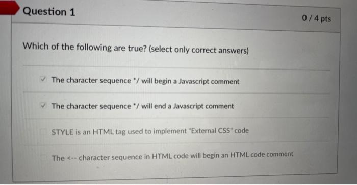 Solved Which of the following are true? (select only correct | Chegg.com