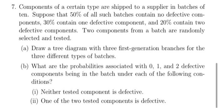 Solved 7. Components of a certain type are shipped to a | Chegg.com