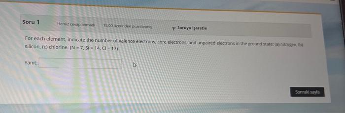 Solved For each element, indicate the number of valence | Chegg.com