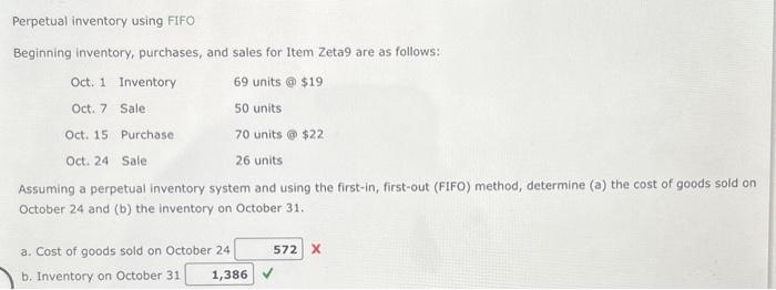 Solved Perpetual inventory using FIFO Beginning inventory, | Chegg.com