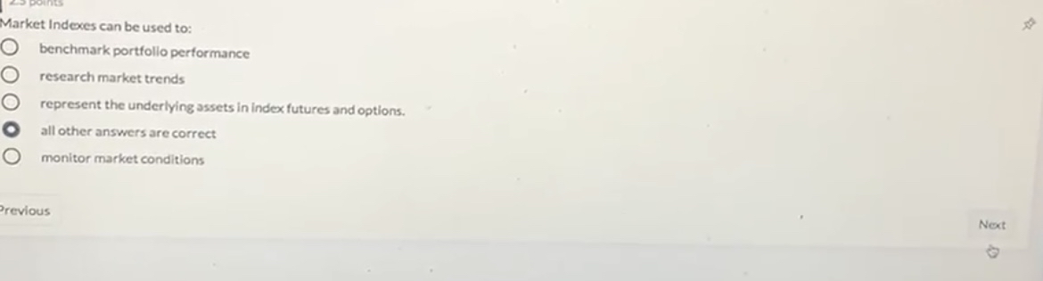 Solved Market Indexes can be used to:benchmark portfollo | Chegg.com