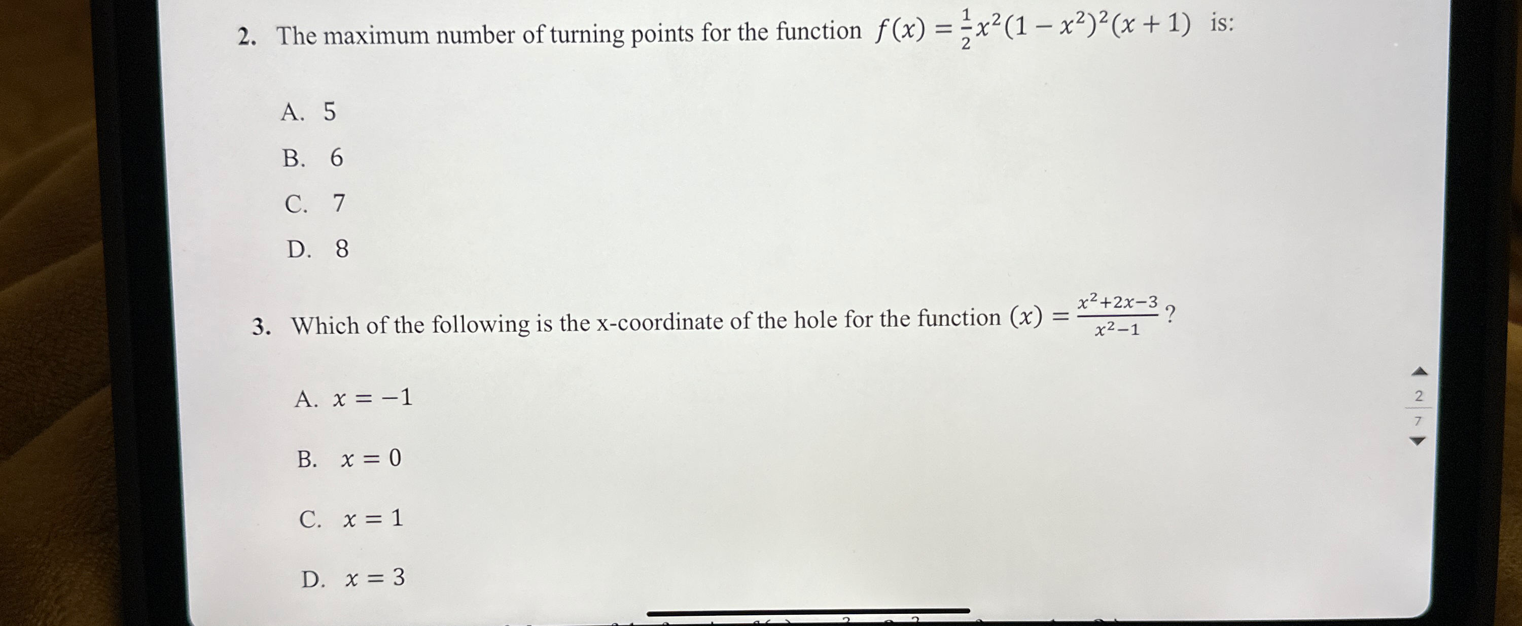 Solved The maximum number of turning points for the function | Chegg.com