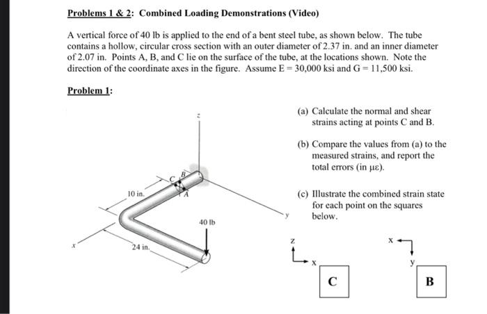 Solved Problems 1 \& 2: Combined Loading Demonstrations | Chegg.com