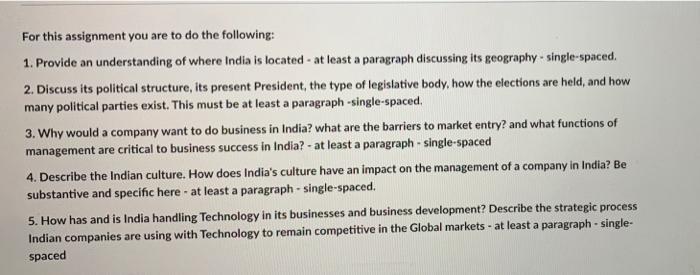 Solved For this assignment you are to do the following: 1. | Chegg.com