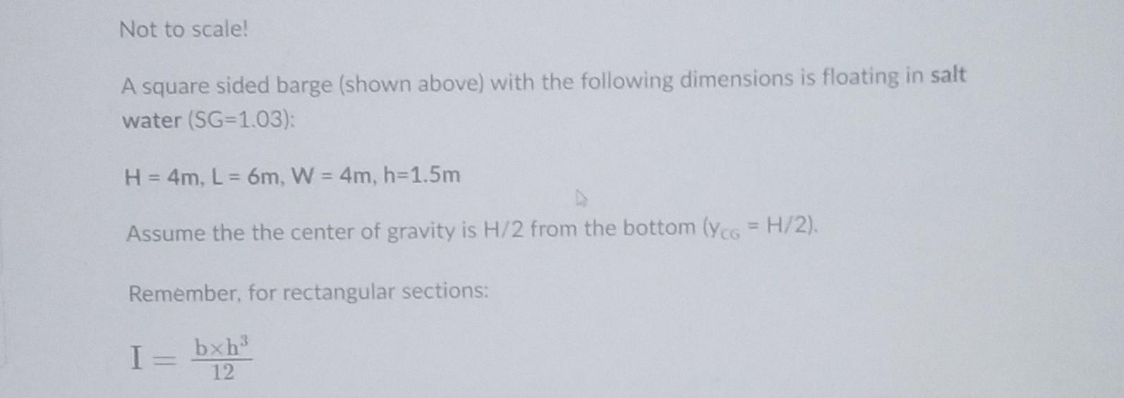 Solved A square sided barge (shown above) with the following | Chegg.com