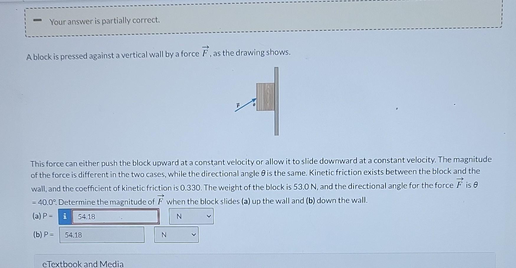 Solved A block is pressed against a vertical wall by a force | Chegg.com