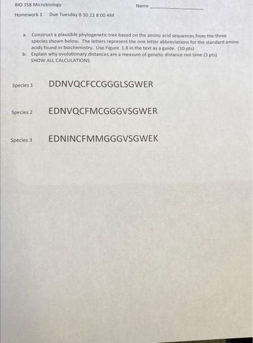 Solved A Construct A Plausible Phylogenetic Tree Based 6639
