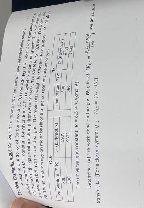 Solved mperature of the gas mixture change from | Chegg.com