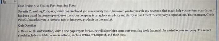 Solved 10 Case Project 5-2: Pinding Port-Scanning Tools | Chegg.com