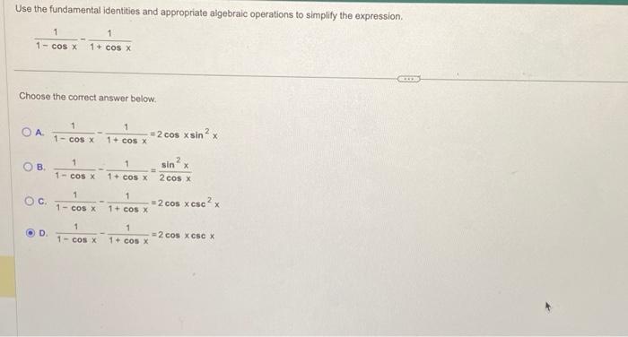 Solved Use the fundamental identities and appropriate | Chegg.com