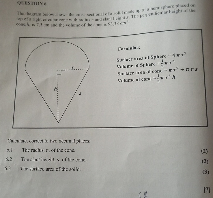 Solved QUESTION 6The diagram below shows the cross-sectional | Chegg.com