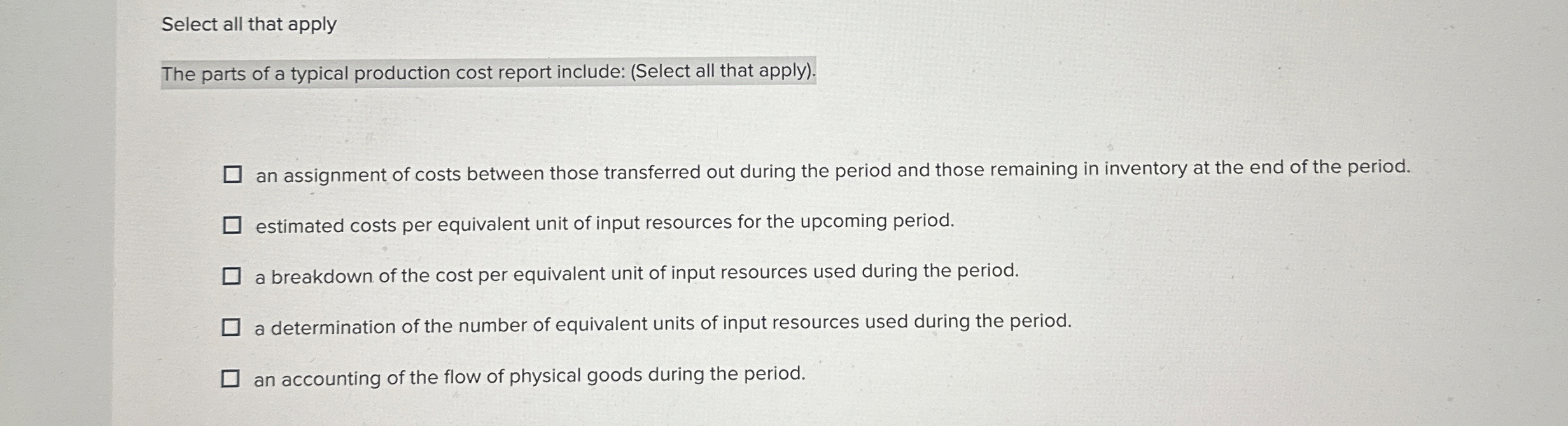 Solved Select all that applyThe parts of a typical | Chegg.com