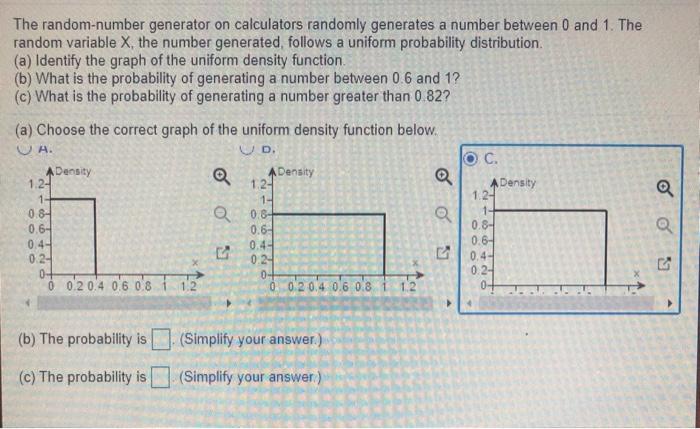 Solved The random-number generator on calculators randomly | Chegg.com