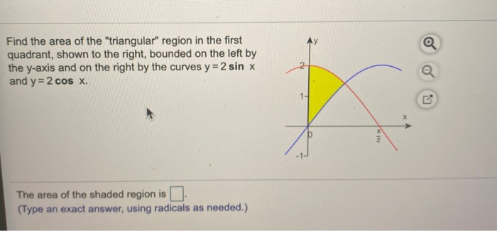 Solved Find the area of the "triangular" region in the first | Chegg.com