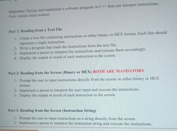 Solved Objective: Design and implement a software program in | Chegg.com