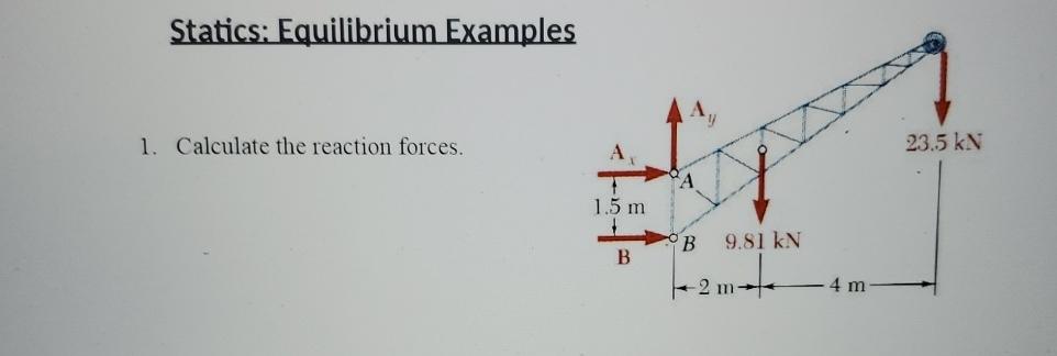 Solved Statics Equilibrium Examplescalculate The Reaction