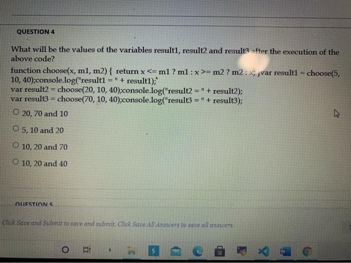 Solved QUESTION 4 What will be the values of the variables | Chegg.com