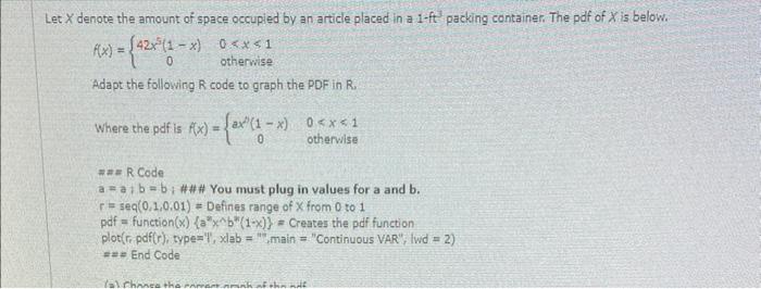 Solved Let X denote the amount of space occupied by an | Chegg.com