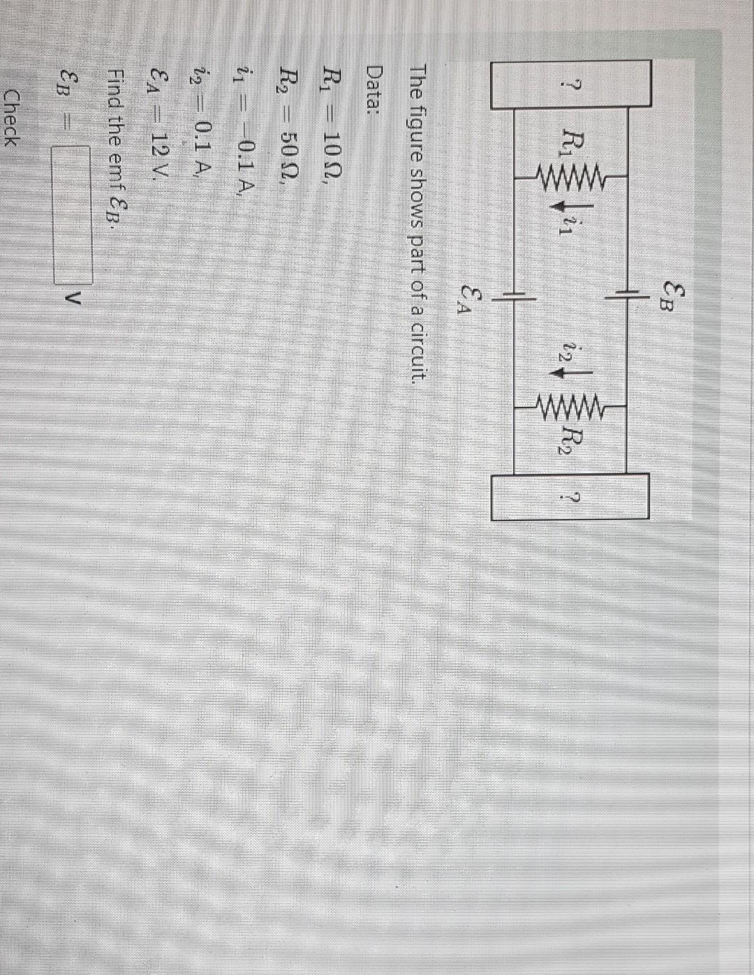 Solved EB ? Ri 21 iz R2 EA The figure shows part of a | Chegg.com