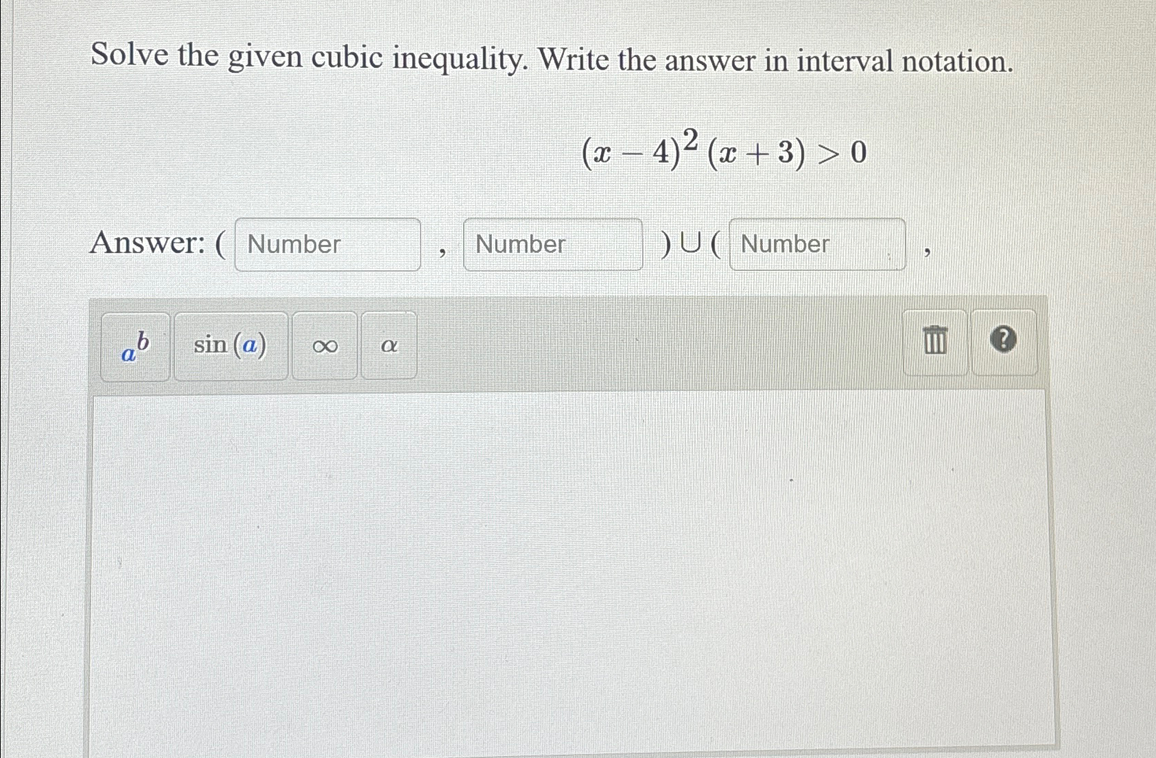 Solved Solve the given cubic inequality. Write the answer in | Chegg.com