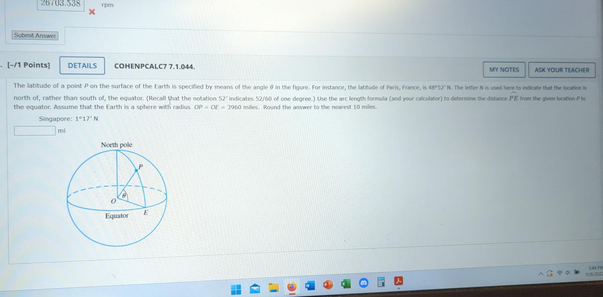 Solved the equator. Assume that the Earth is a sphere with | Chegg.com