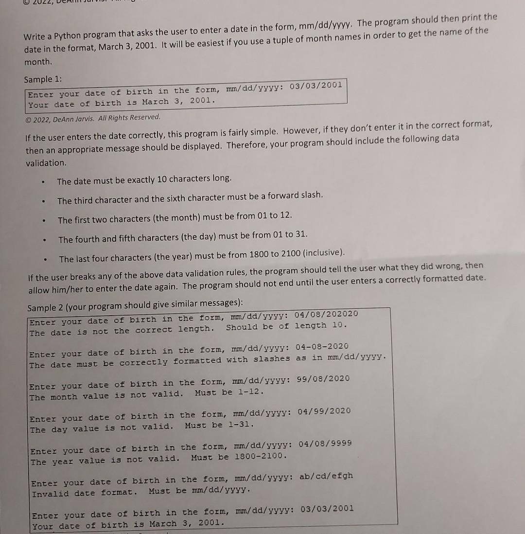 Solved Write a Python program that asks the user to enter a | Chegg.com